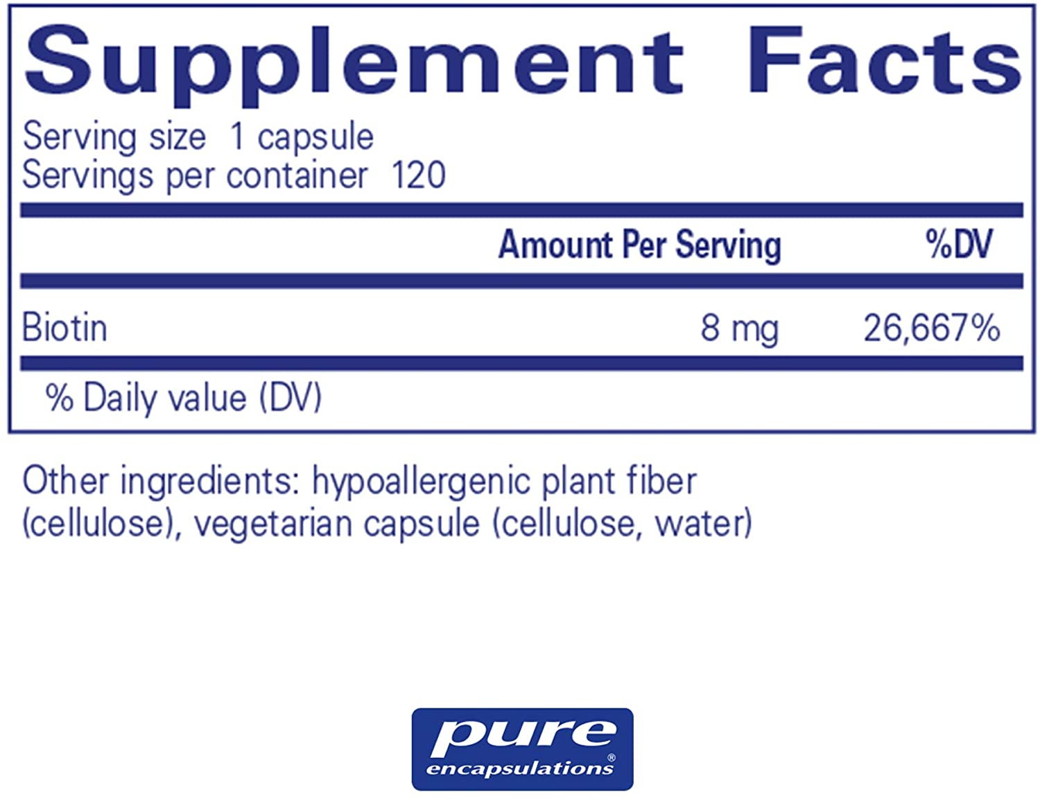 Pure Encapsulations® Biotin 8mg Capsules 120ct. - Sona Shop